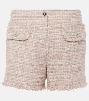 Versace Fringed Tweed Shorts - Pink