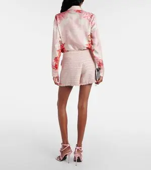 Versace Fringed Tweed Shorts - Pink