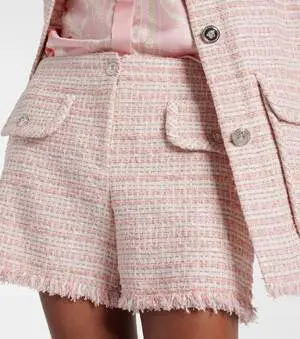 Versace Fringed Tweed Shorts - Pink