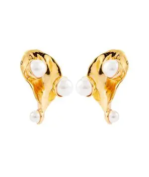 Oscar De La Renta Abstract Leaf Embellished Earrings