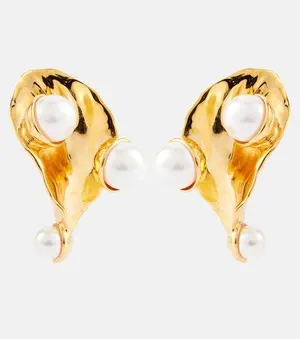 Oscar De La Renta Abstract Leaf Embellished Earrings