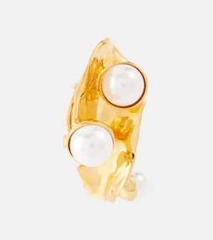 Oscar De La Renta Abstract Leaf Embellished Earrings