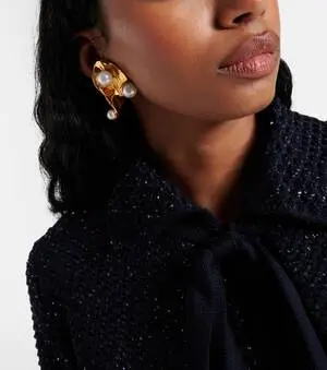 Oscar De La Renta Abstract Leaf Embellished Earrings