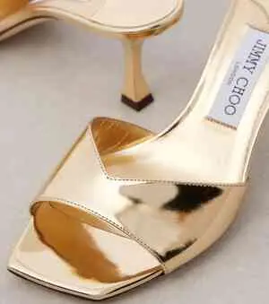 JIMMY CHOO Skye 70 Metallic Leather Mules - Gold