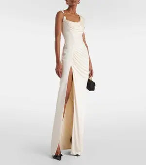 Versace Medusa '95 Draped Crêpe Gown - White