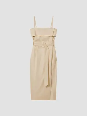 REISS Dhalia Twill Wrap Midi-dress