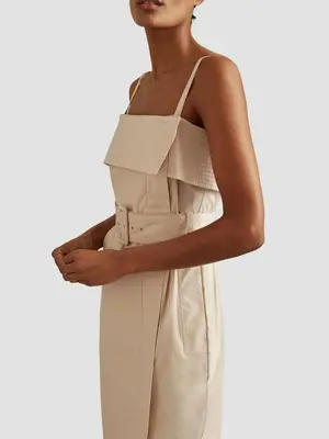REISS Dhalia Twill Wrap Midi-dress