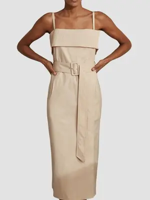 REISS Dhalia Twill Wrap Midi-dress