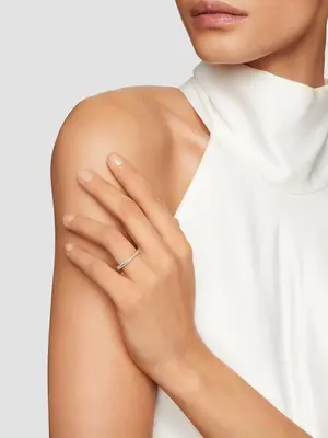 David Yurman Dy Crossover Micro Pavé Band Ring In 18k Yellow Gold