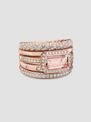David Yurman Stax Five Row Ring In 18k Rose Gold