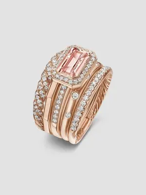 David Yurman Stax Five Row Ring In 18k Rose Gold