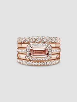 David Yurman Stax Five Row Ring In 18k Rose Gold