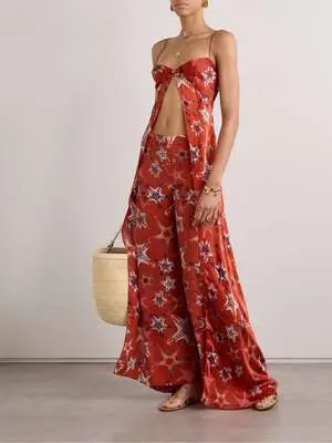 EMPORIO SIRENUSE Ariele Printed Silk-crepe Top