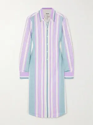 BETTTER Lorca Striped Linen Midi Shirt Dress - Multi