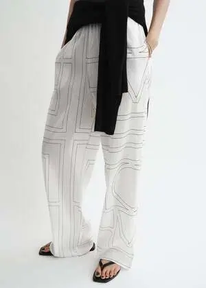 TOTEME Monogram Cotton-blend Pj Bottoms White/black
