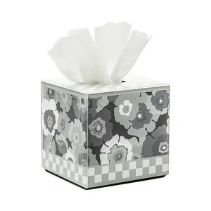 MACKENZIE-CHILDS Always Flowers Boutique Tissue Box Cover - Gray