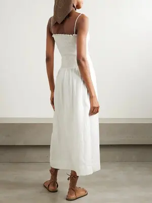 dissh aisle white linen back bow dress Dissh Aisle Linen Dress, White – Plus One Dress Hire
