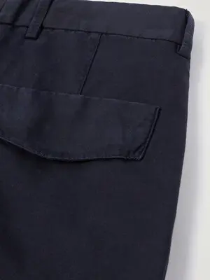 Zegna Straight-leg Pleated Cotton And Linen-blend Twill Shorts - Blue