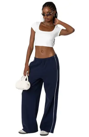 EDIKTED Autumn Cotton Blend Sweatpants - Navy