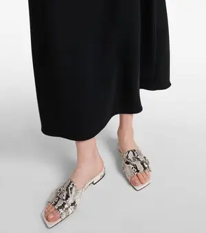 JIMMY CHOO Nako Snake-effect Leather Slides