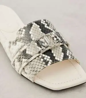 JIMMY CHOO Nako Snake-effect Leather Slides