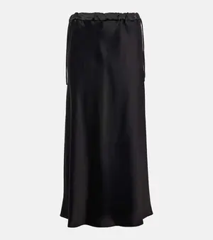 Max Mara Editore Satin Midi Skirt - Black