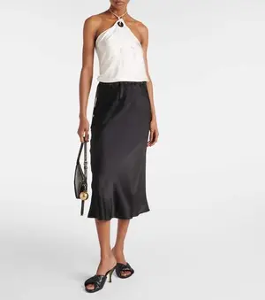 Max Mara Editore Satin Midi Skirt - Black
