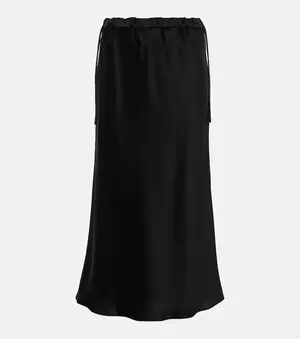 Max Mara Editore Satin Midi Skirt - Black