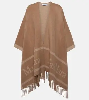Max Mara Logo Jacquard Wool Poncho