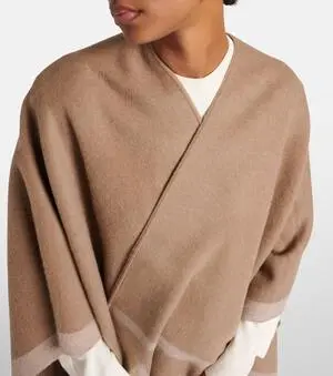 Max Mara Logo Jacquard Wool Poncho