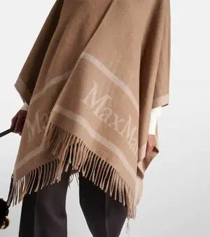 Max Mara Logo Jacquard Wool Poncho