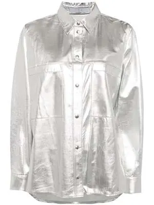 IRO PARIS Nazil Metallic Leather Overshirt