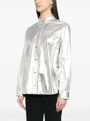 IRO PARIS Nazil Metallic Leather Overshirt