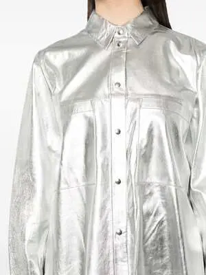 IRO PARIS Nazil Metallic Leather Overshirt
