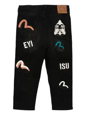 EVISU Logo-patch Cropped Jeans
