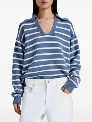 Proenza Schouler White Label Striped Cotton-cashmere Sweater - Blue