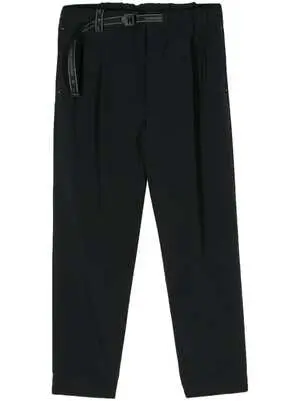 AND WANDER Belted Tapered-leg Trousers - Black