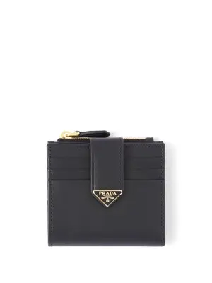 Prada Small Logo-plaque Leather Wallet - Black