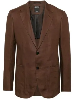 Zegna Notched-lapel Linen Blazer - Brown