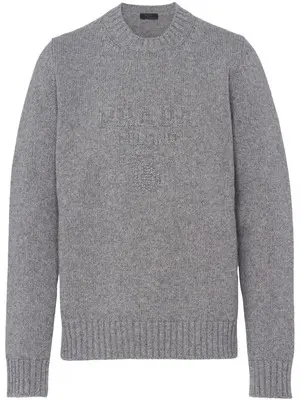 Prada Logo-embroidered Sweater - Grey
