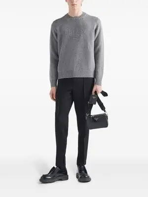 Prada Logo-embroidered Sweater - Grey
