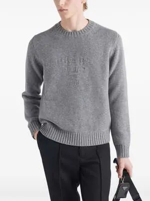 Prada Logo-embroidered Sweater - Grey