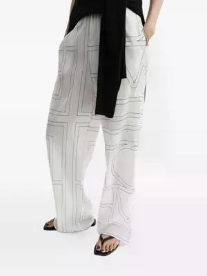 TOTEME Embroidered-monogram Trousers - White