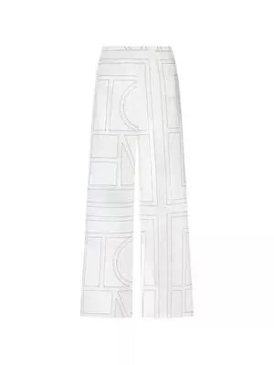 TOTEME Embroidered-monogram Trousers - White
