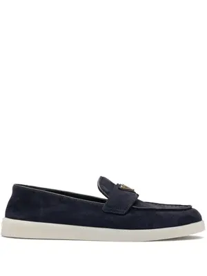 Prada Triangle-logo Leather Loafers - Blue