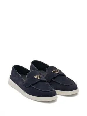 Prada Triangle-logo Leather Loafers - Blue