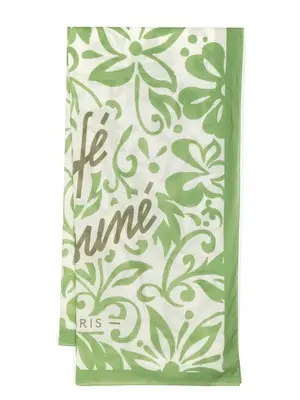 Maison Kitsuné Floral-print Cotton Scarf - Green