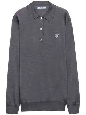 Prada Embroidered-logo Silk Polo Shirt