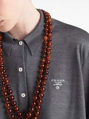 Prada Embroidered-logo Silk Polo Shirt