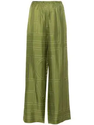 TOTEME TOTEME Monogram Silk Trousers Green